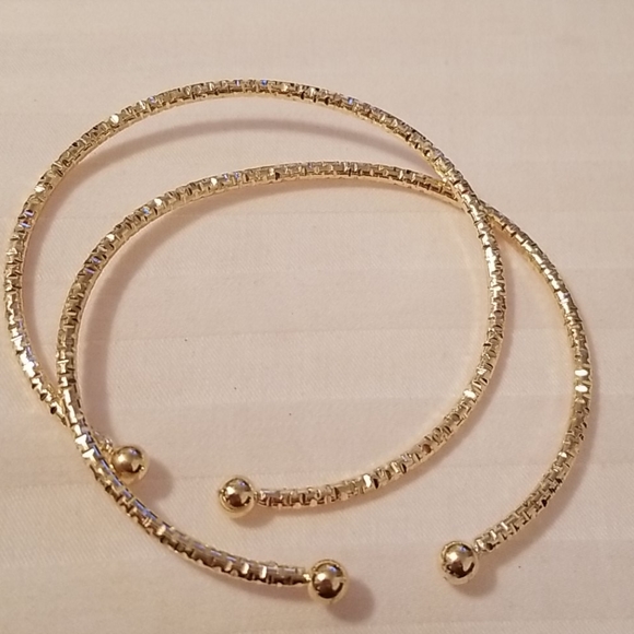 Jewelry | 12 Gold Tone Bangles With Ball Ends Adjustable | Poshmark